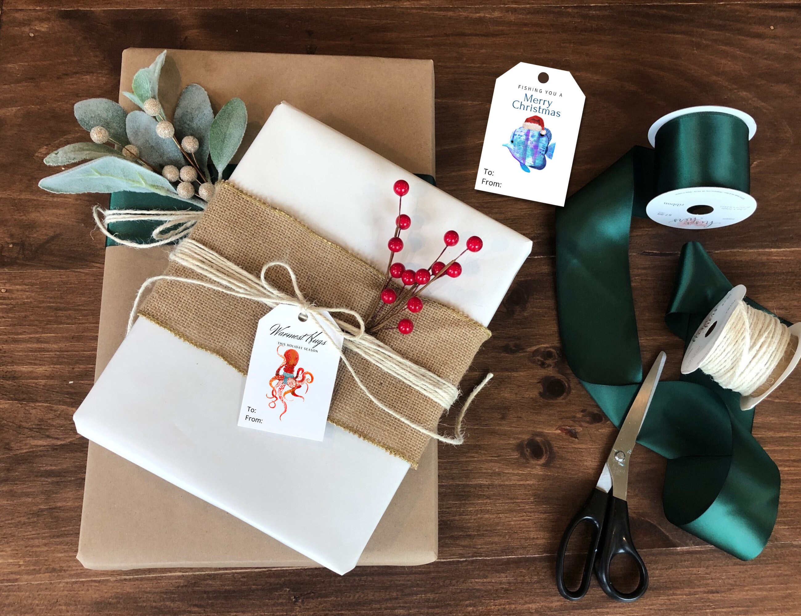 Coastal Farmhouse Gift Tags for Christmas and Holiday Season, Featuring ...