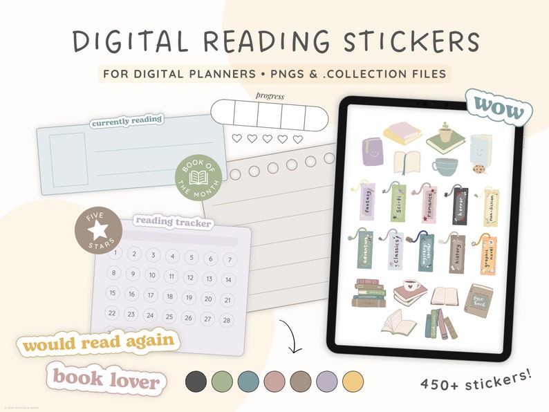 Digital Reading Stickers Book Lover Stickers Goodnotes - Etsy