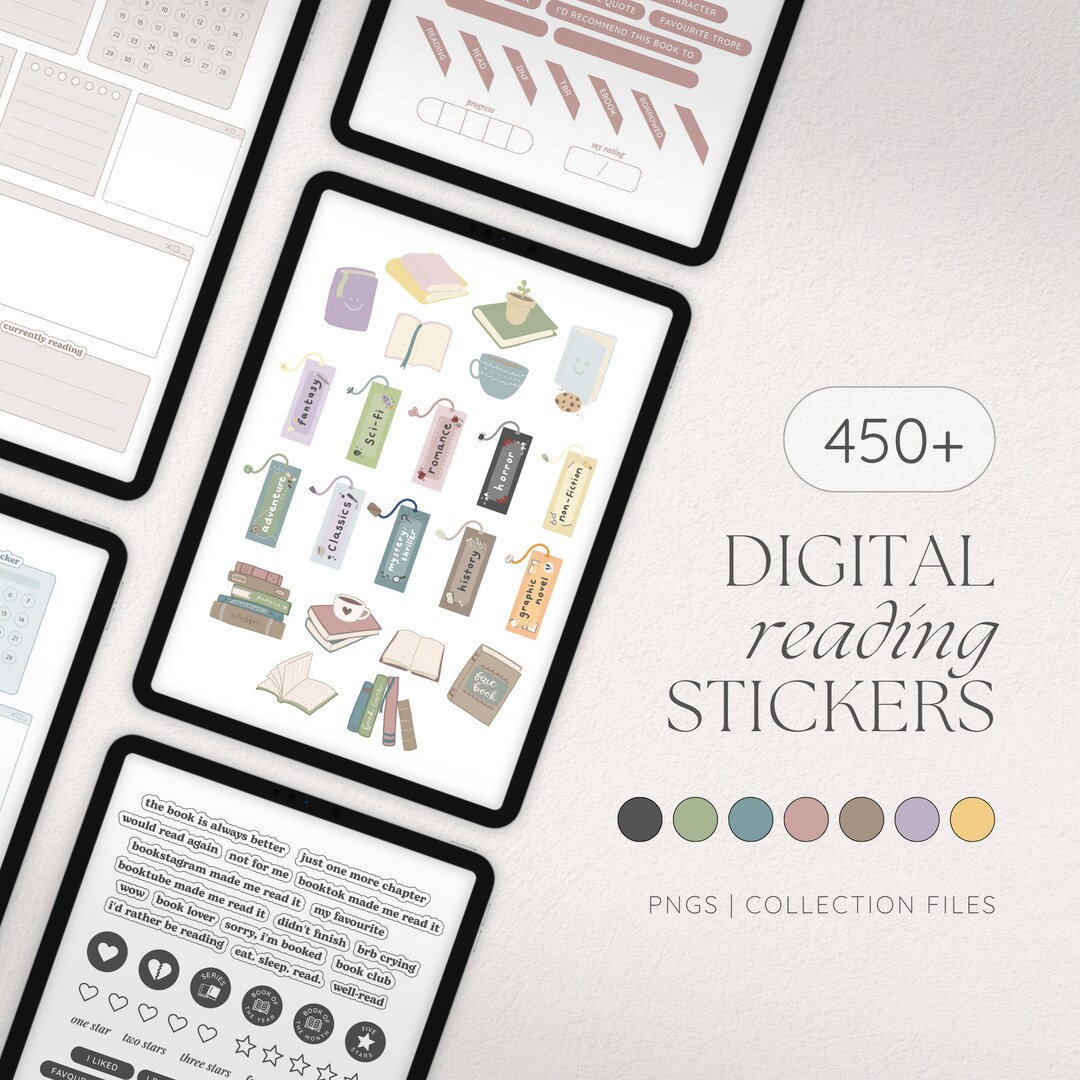 Digital Reading Stickers, Book Lover Stickers, Goodnotes Stickers ...