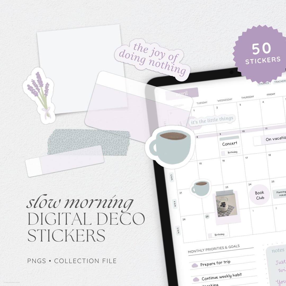 Soft Digital Stickers for Digital Planners, Aesthetic Stickers for ...