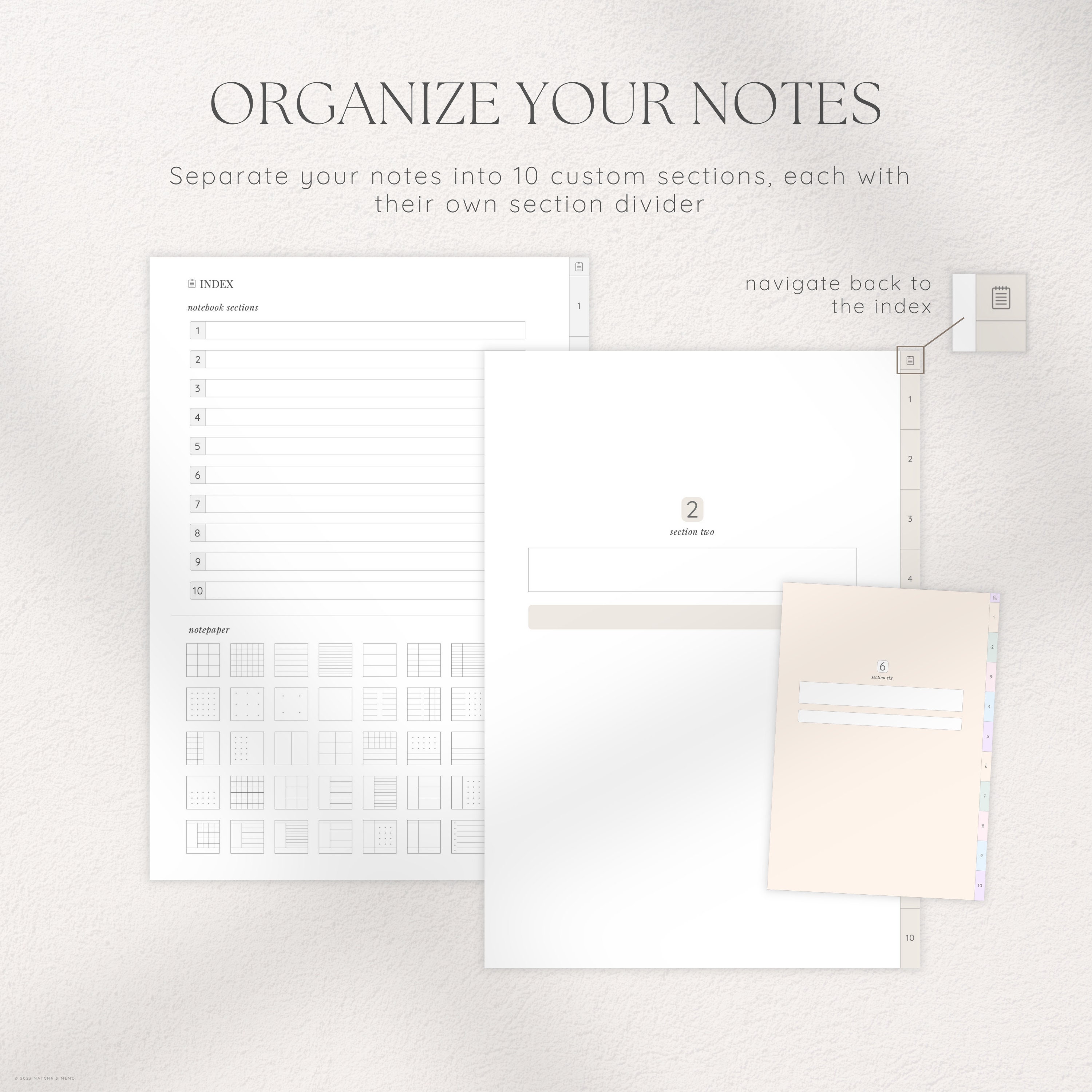 Digital Notebook Bundle, Hyperlinked Study Notebook With 4 Tab Colors ...