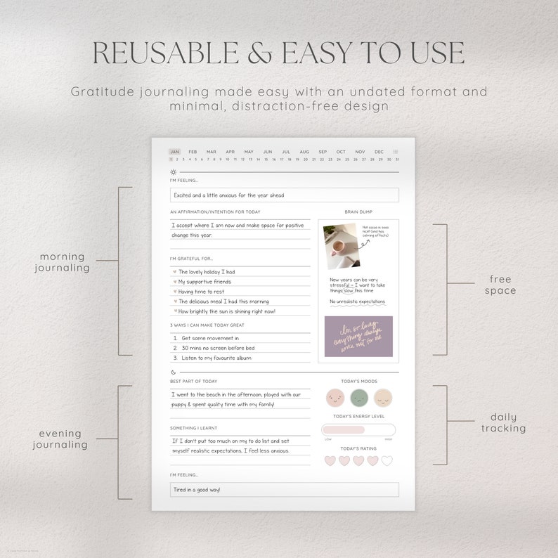 Digital Gratitude Journal, Daily Gratitude Journal, Gratitude Journal ...