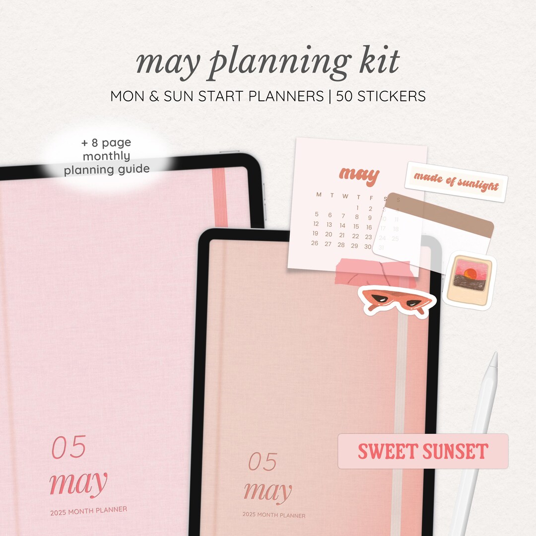 May 2025 Digital Planner, One Month Dated Digital Planner, Portrait ...