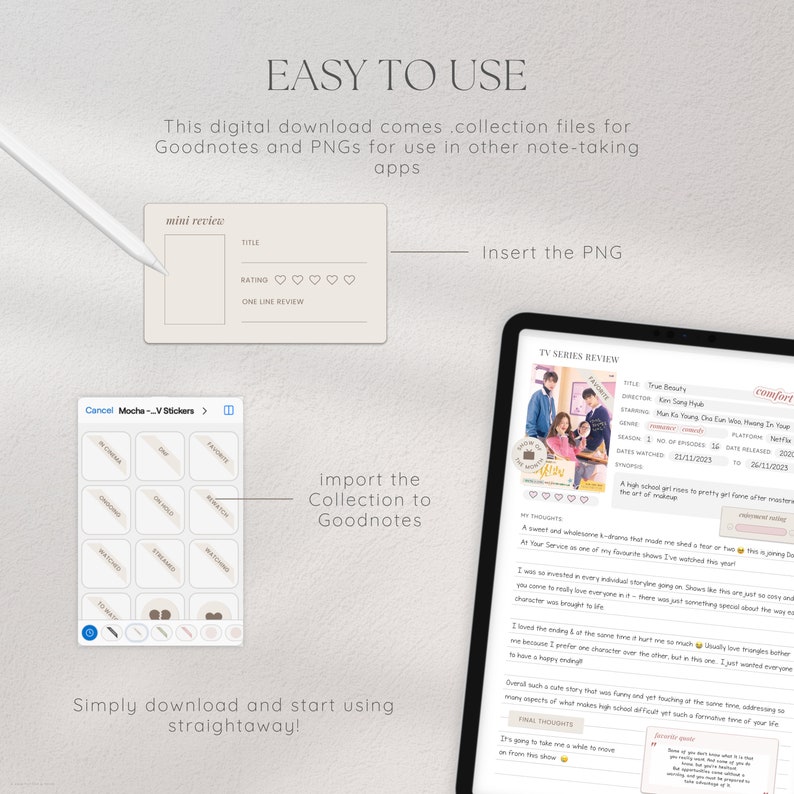 Digital Movie and TV Stickers, Goodnotes Stickers, Digital Planner ...