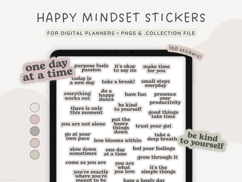 Happy Mindset Digital Stickers Positive Digital Planner - Etsy
