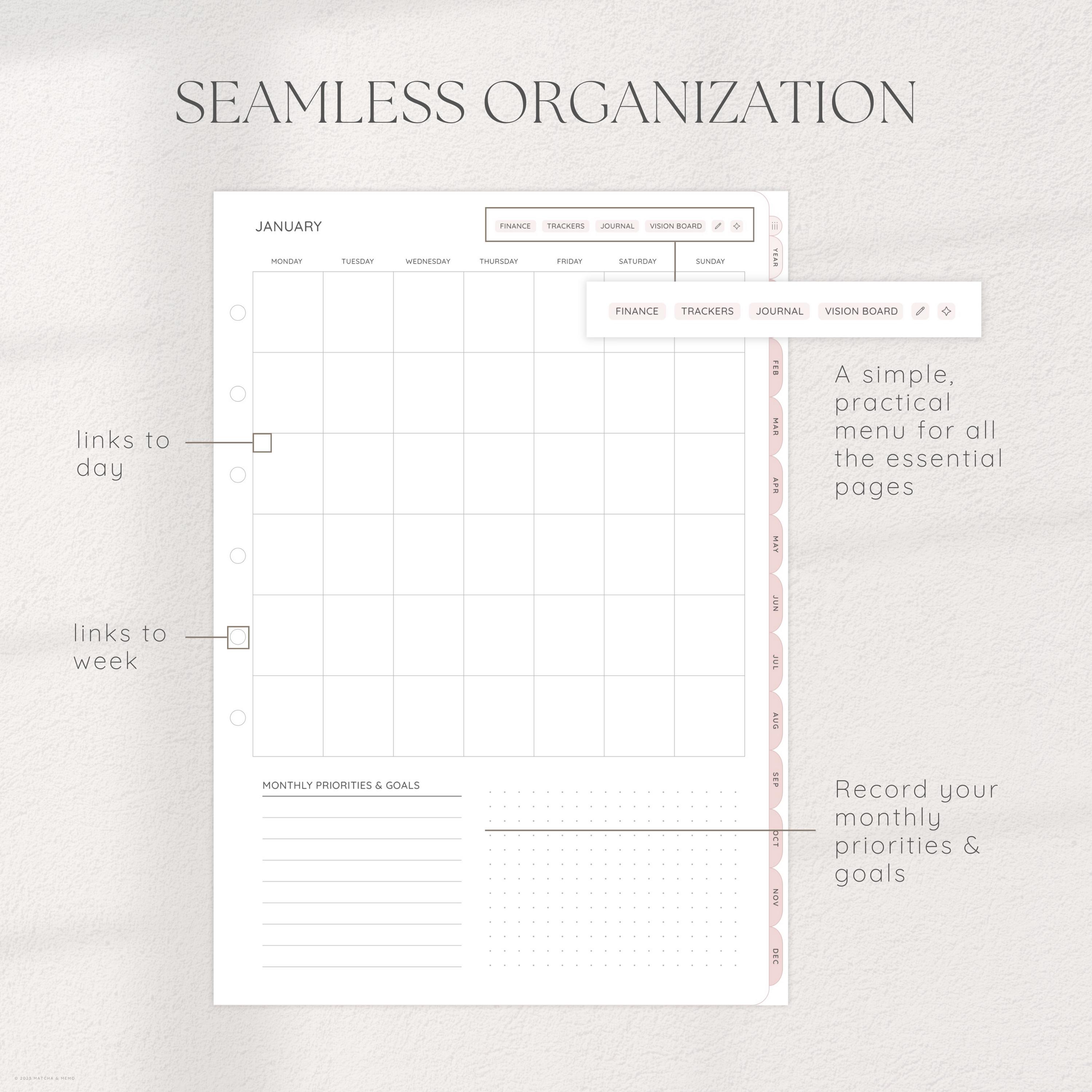 Pink Undated Digital Planner Daily, Weekly & Monthly Planner Self Care ...