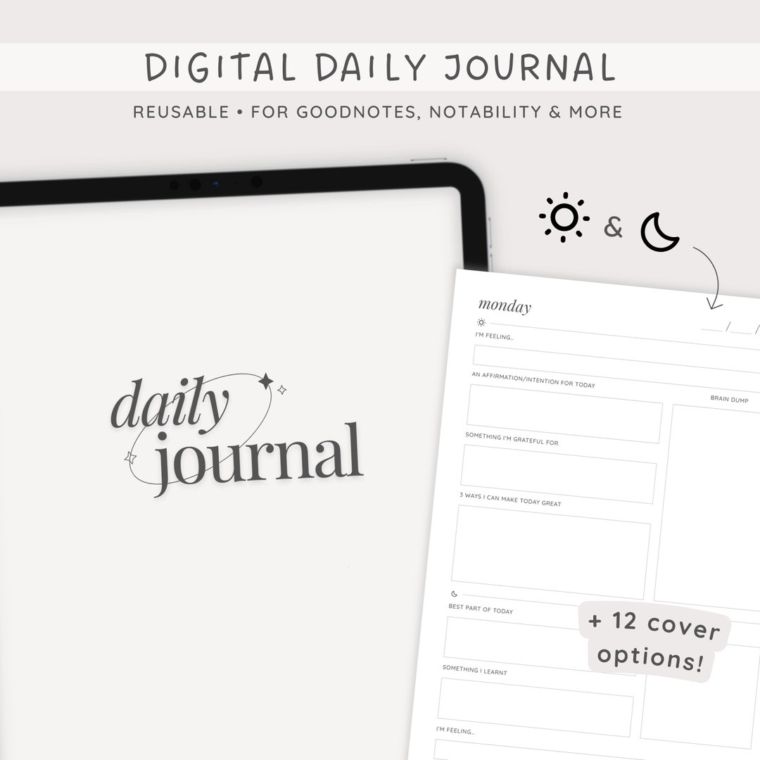 Minimal Digital Journal, iPad Journal, Self Care Journal, Daily ...