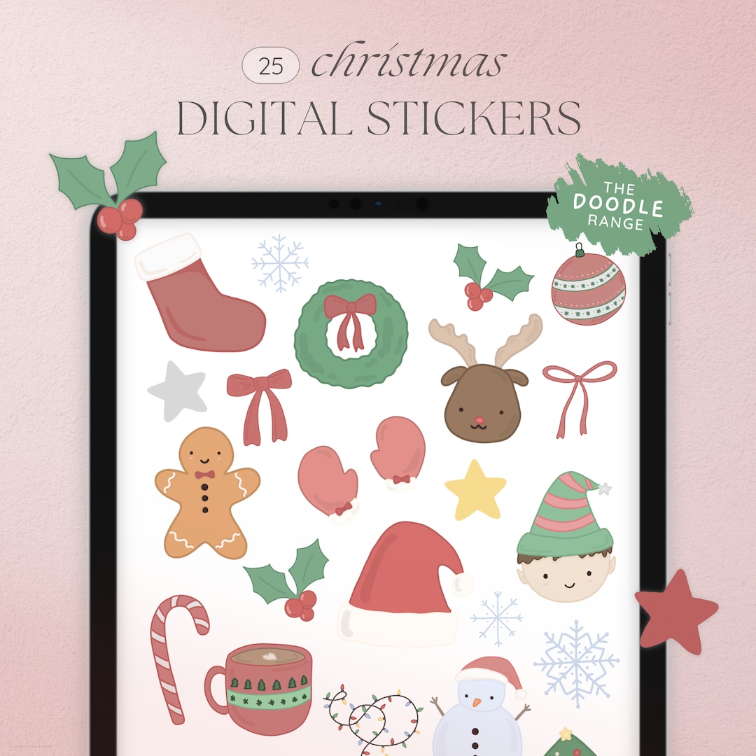 Christmas Digital Stickers, Cute Stickers for Digital Planner ...
