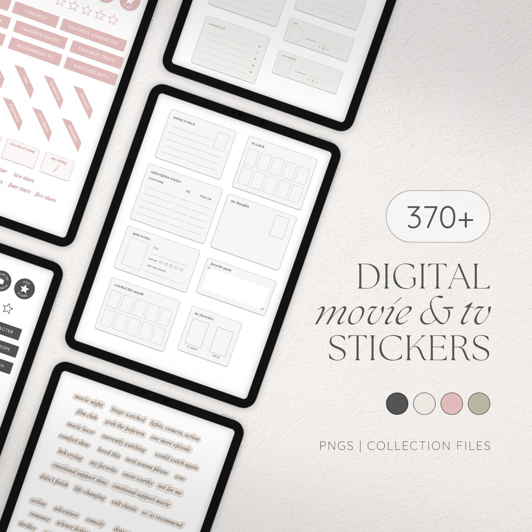 Digital Movie and TV Stickers, Goodnotes Stickers, Digital Planner ...