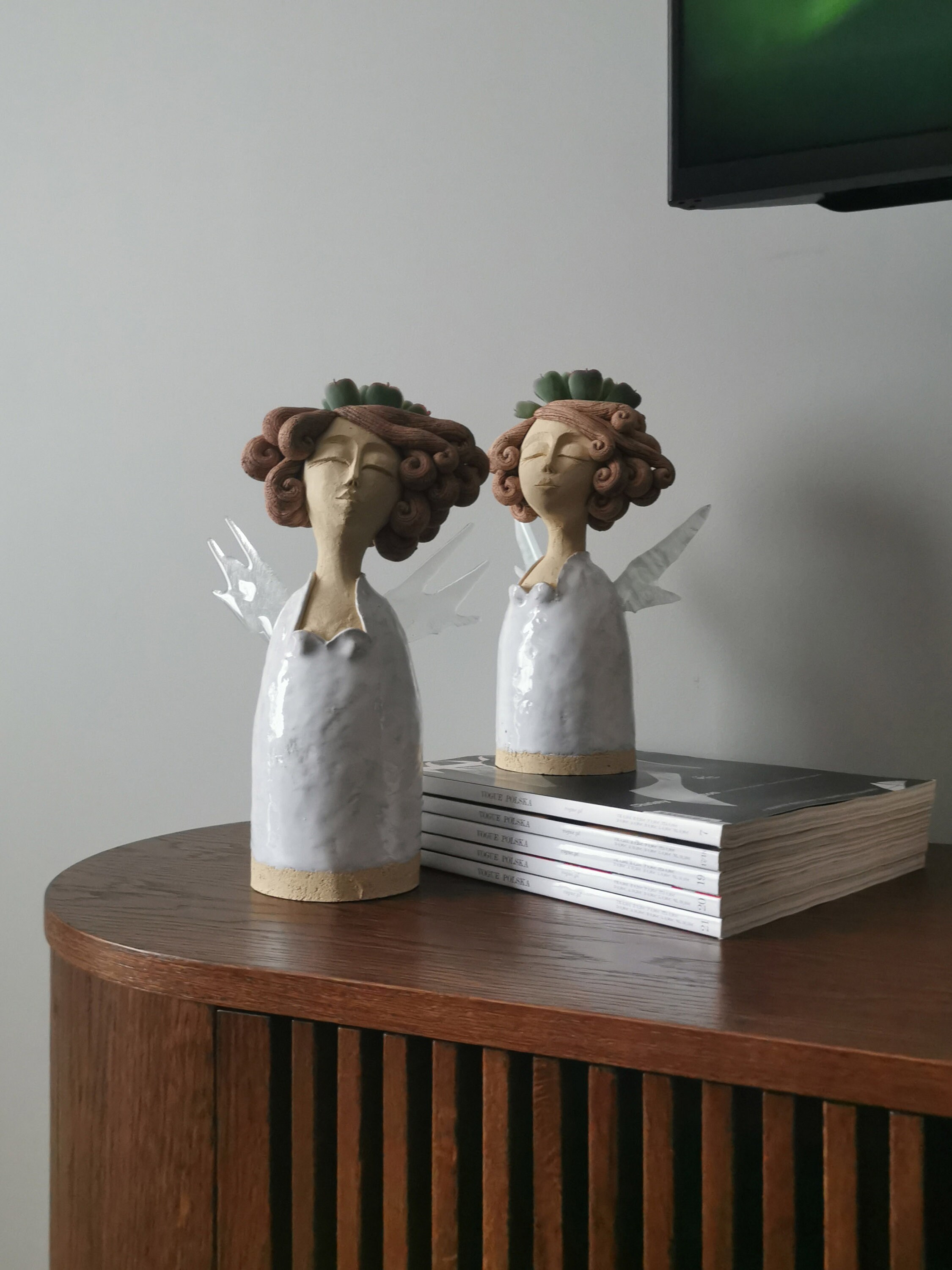 Ceramic Angel, Ceramic Sculpture, Angel Face Planter Pot, Ceramic Angel ...