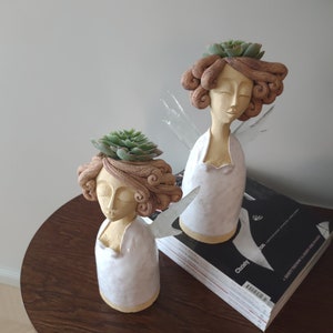 Ceramic Angel, Ceramic Sculpture, Angel Face Planter Pot, Ceramic Angel ...