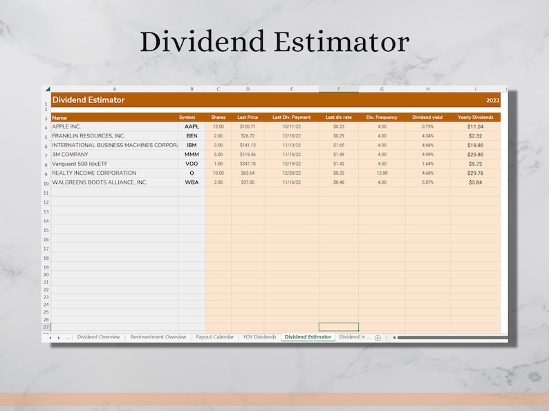 Best Dividend Tracker - Excel - Color Coded - Etsy