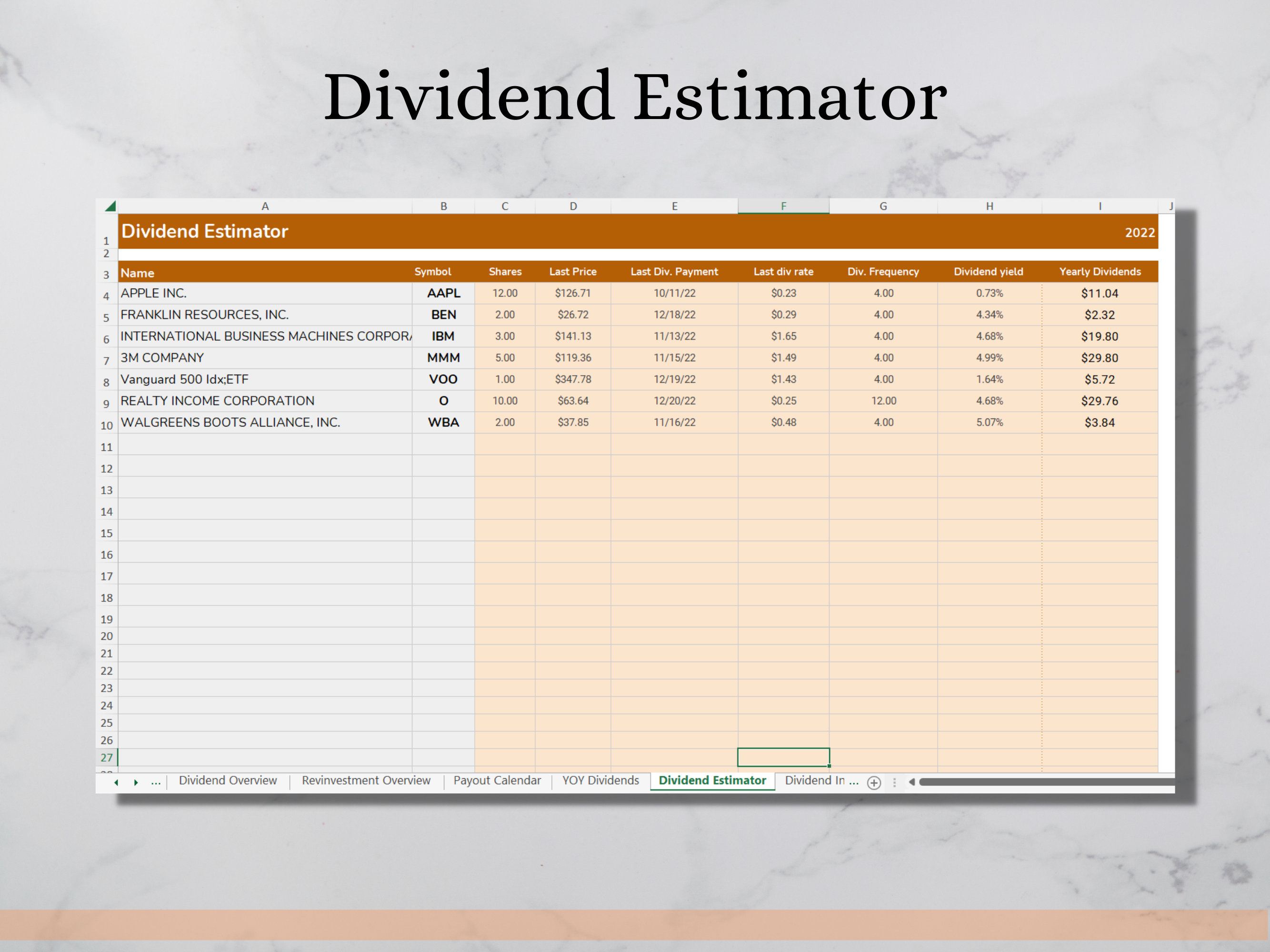 Best Dividend Tracker - Excel - Color Coded - Etsy