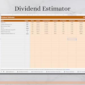 Best Dividend Tracker - 30 Positions - Color Coded - Google Sheets - Etsy