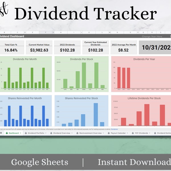 Best Dividend Tracker 30 Positions Color Coded Google Sheets - Etsy