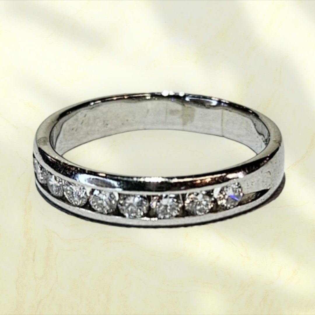 Platinum Diamond Channel Set Anniversary Band Ring - Etsy