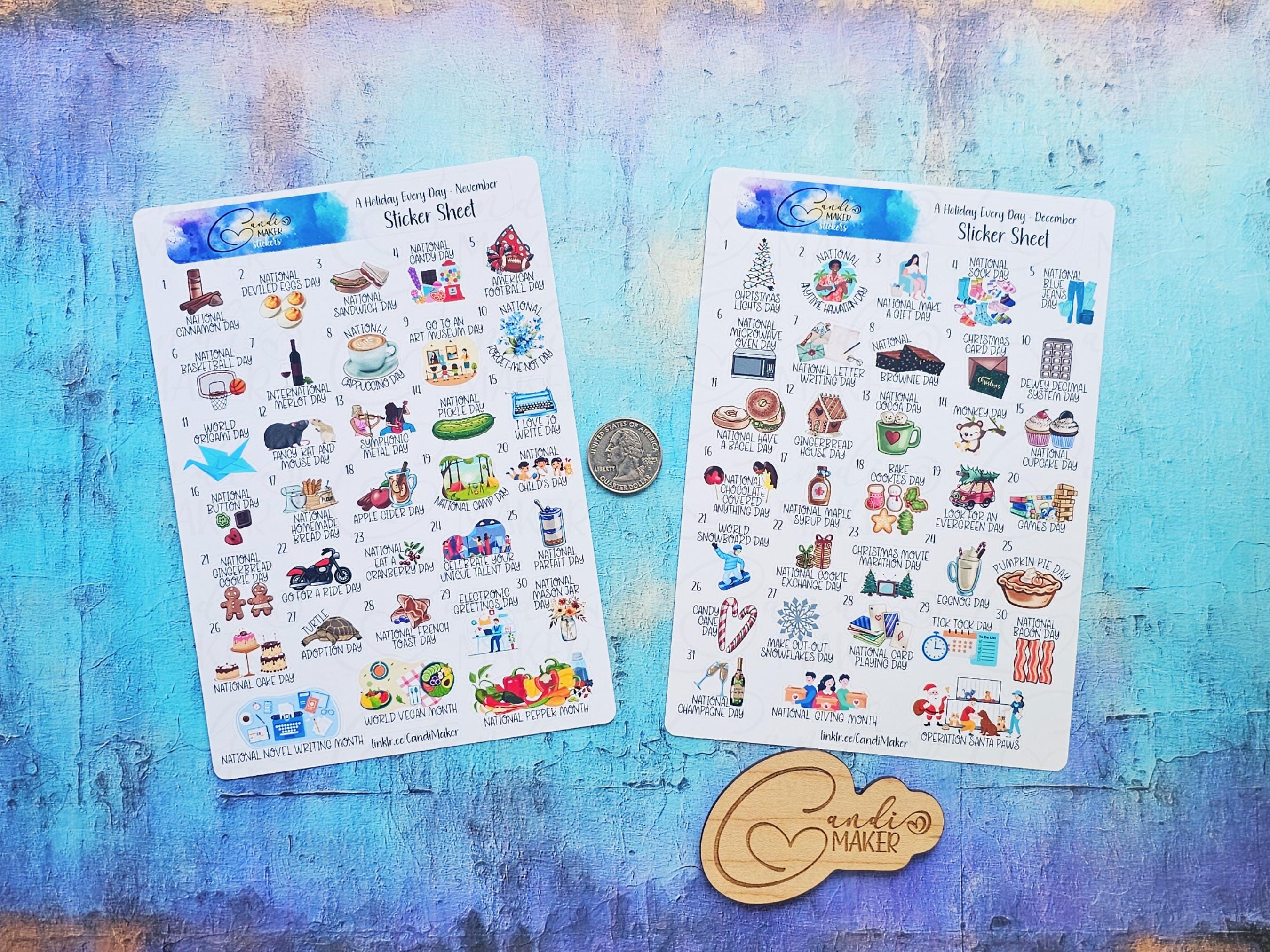Wacky Holiday Every Day Tiny Icon Planner Sticker Sheet | 5"x7" Matte ...