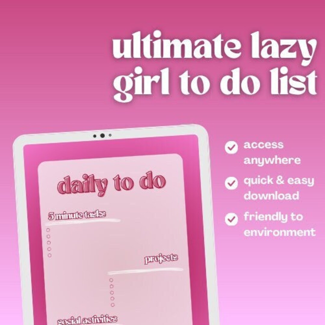 Ultimate Lazy Girl Daily to Do List (printable & Digital Product) - Etsy