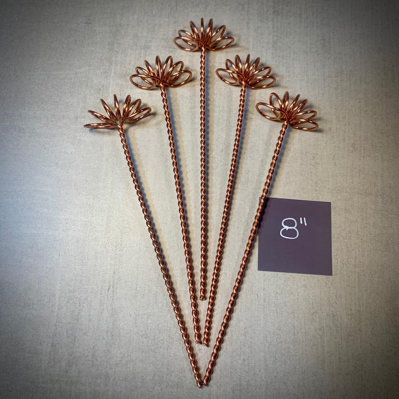 Flare Head Twisted Copper Stakes, Electroculture, 12ga Pure Solid Metal ...