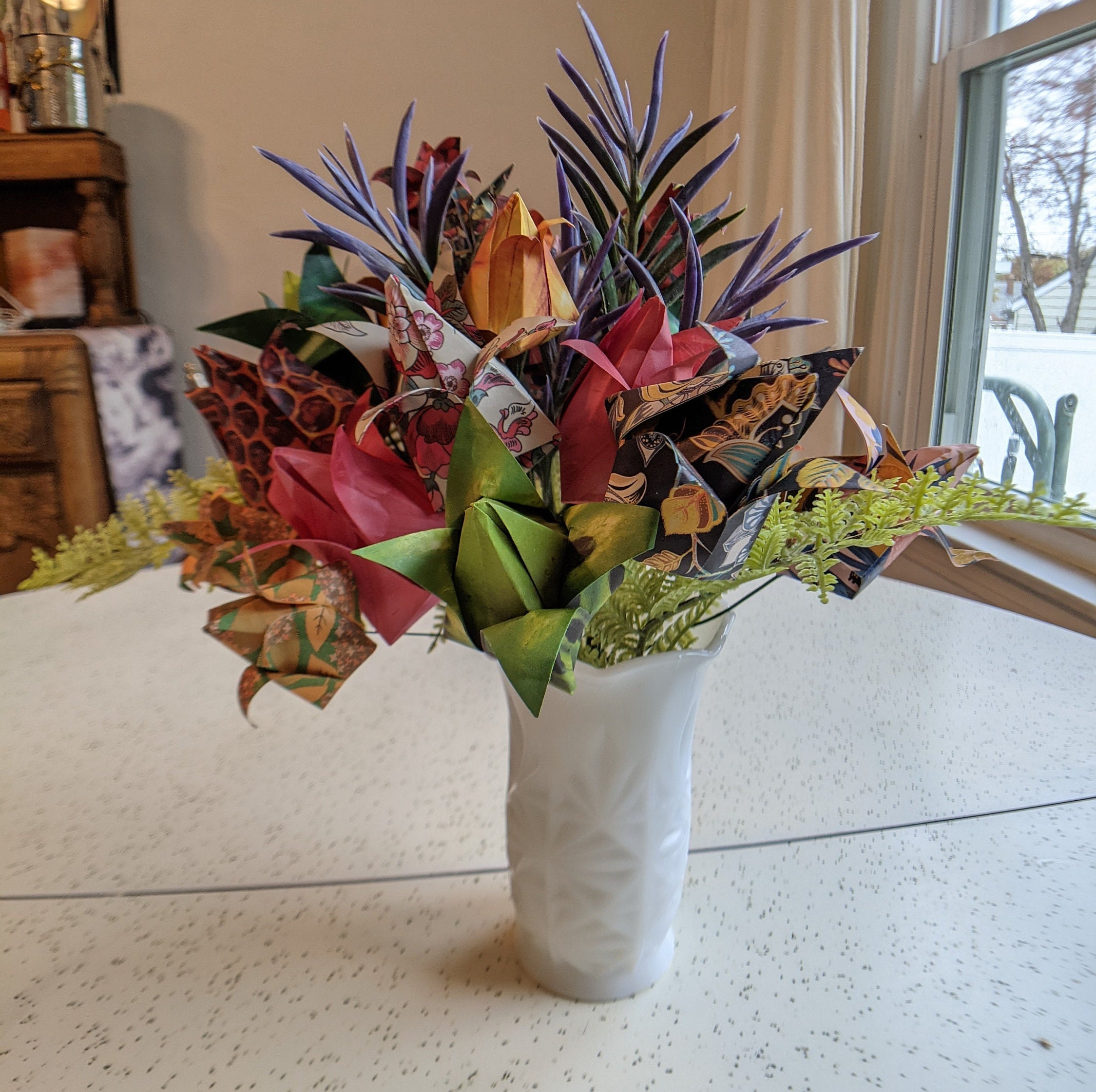 Colorful Origami Paper Flower Arrangement - Etsy