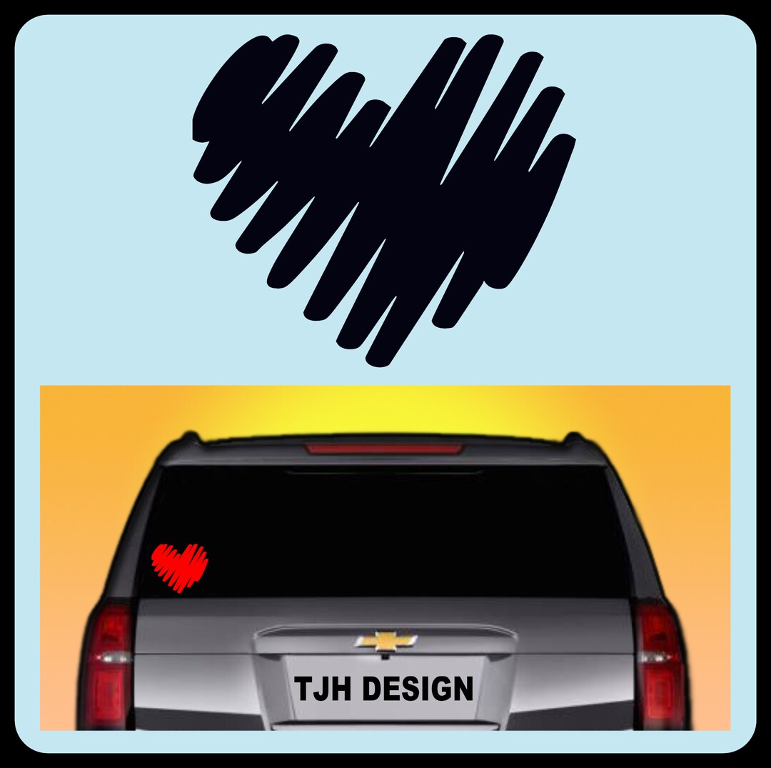 Squiggle Heart Vinyl Decal, Car Decal, Sticker, 21 Colors, Always FREE ...