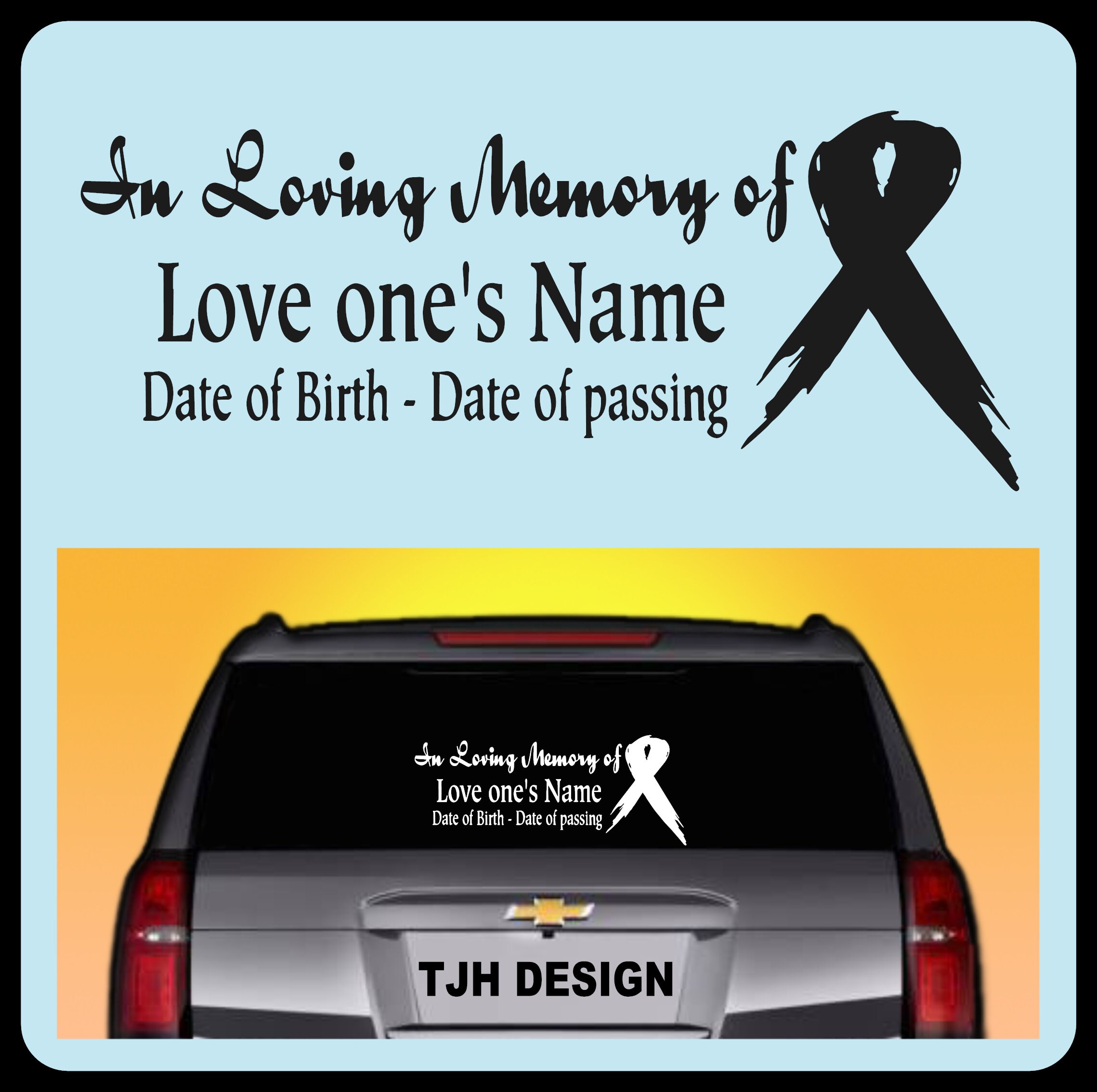 In Loving Memory Cancer Disease Ribbon Vinyl Decal, Car Decal, Sticker ...