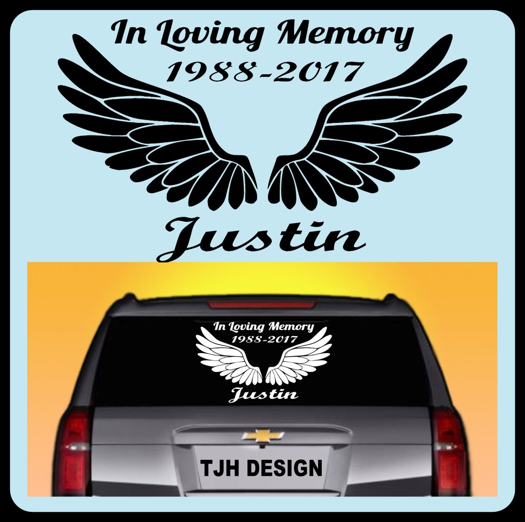 In Loving Memory Angel Wings Vinyl Decal, Car Decal, Sticker ...