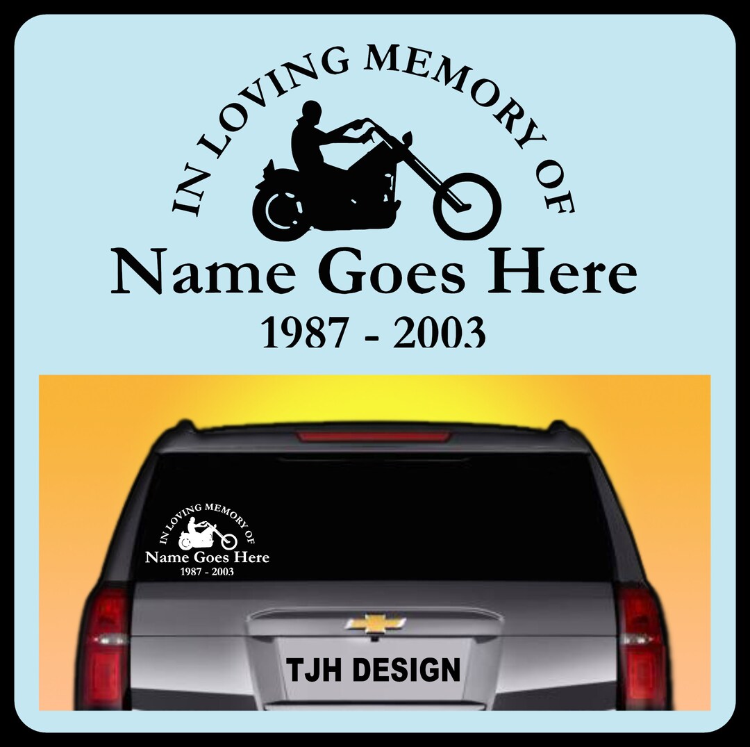 In Loving Memory Biker Vinyl Decal, Car, Motorcycle, Decal, Sticker, 21 ...