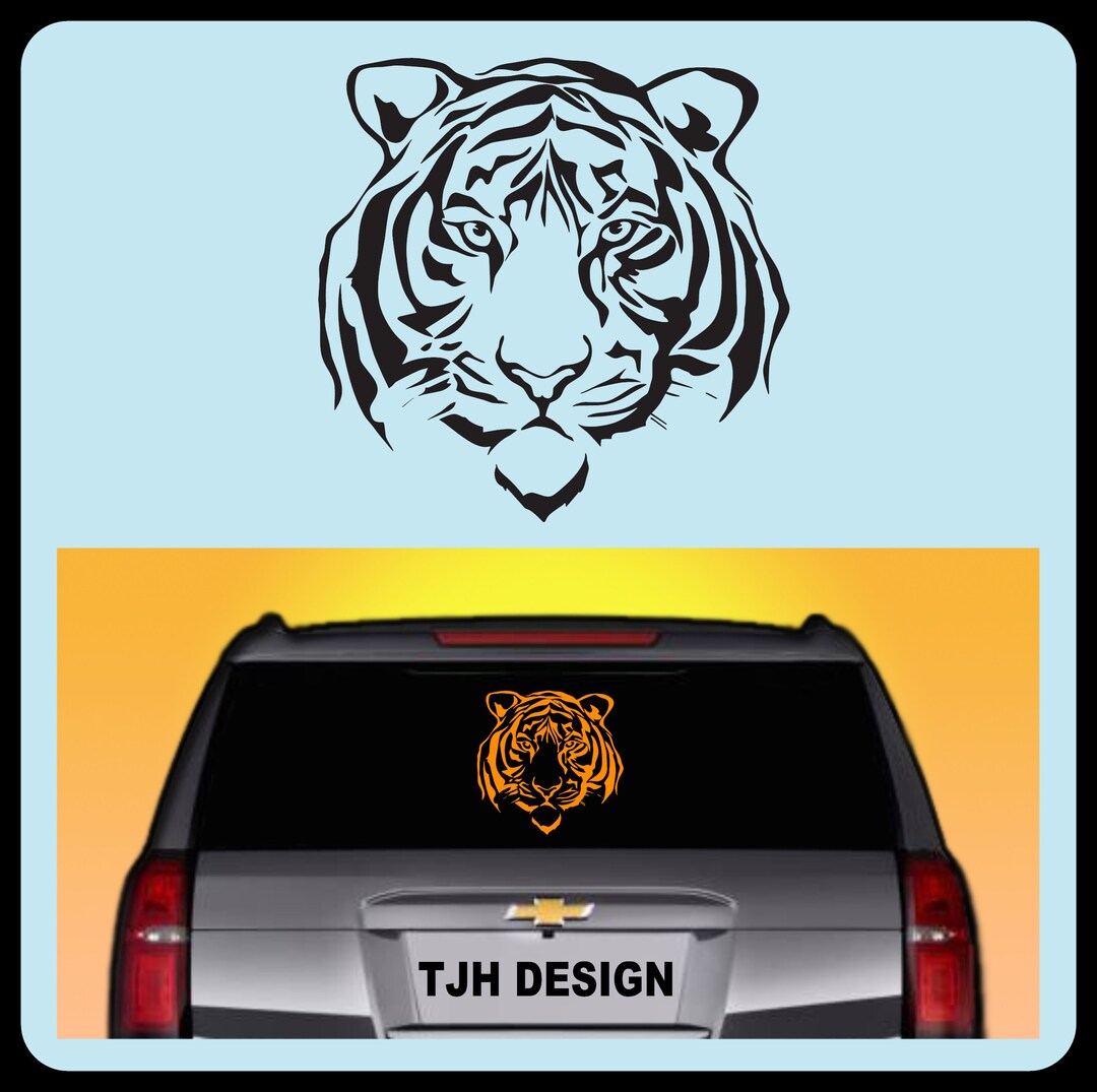 Tiger Head Vinyl Decal, Car Decal, Sticker, 21 Colors, Always FREE ...