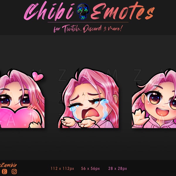 Pink Hair Chibi Emotes - Etsy