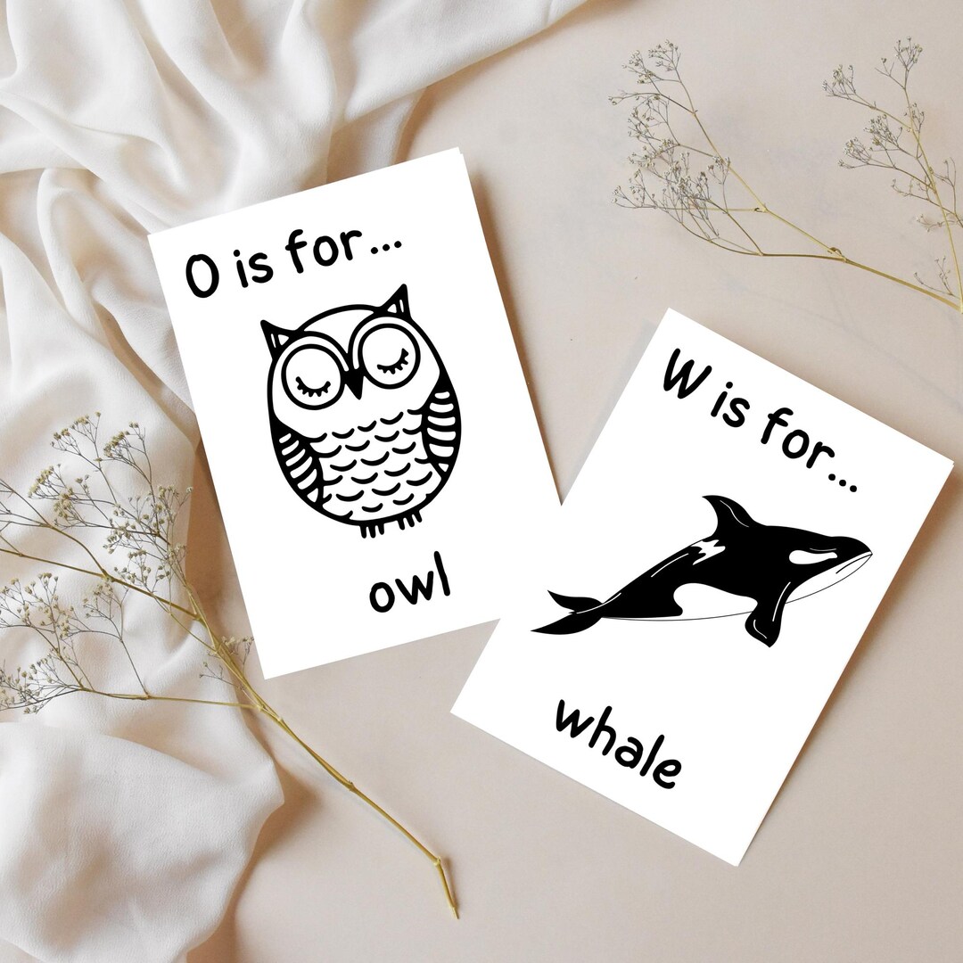 High-contrast Alphabet Flash Cards Monochrome ABC Cards for Babies ...