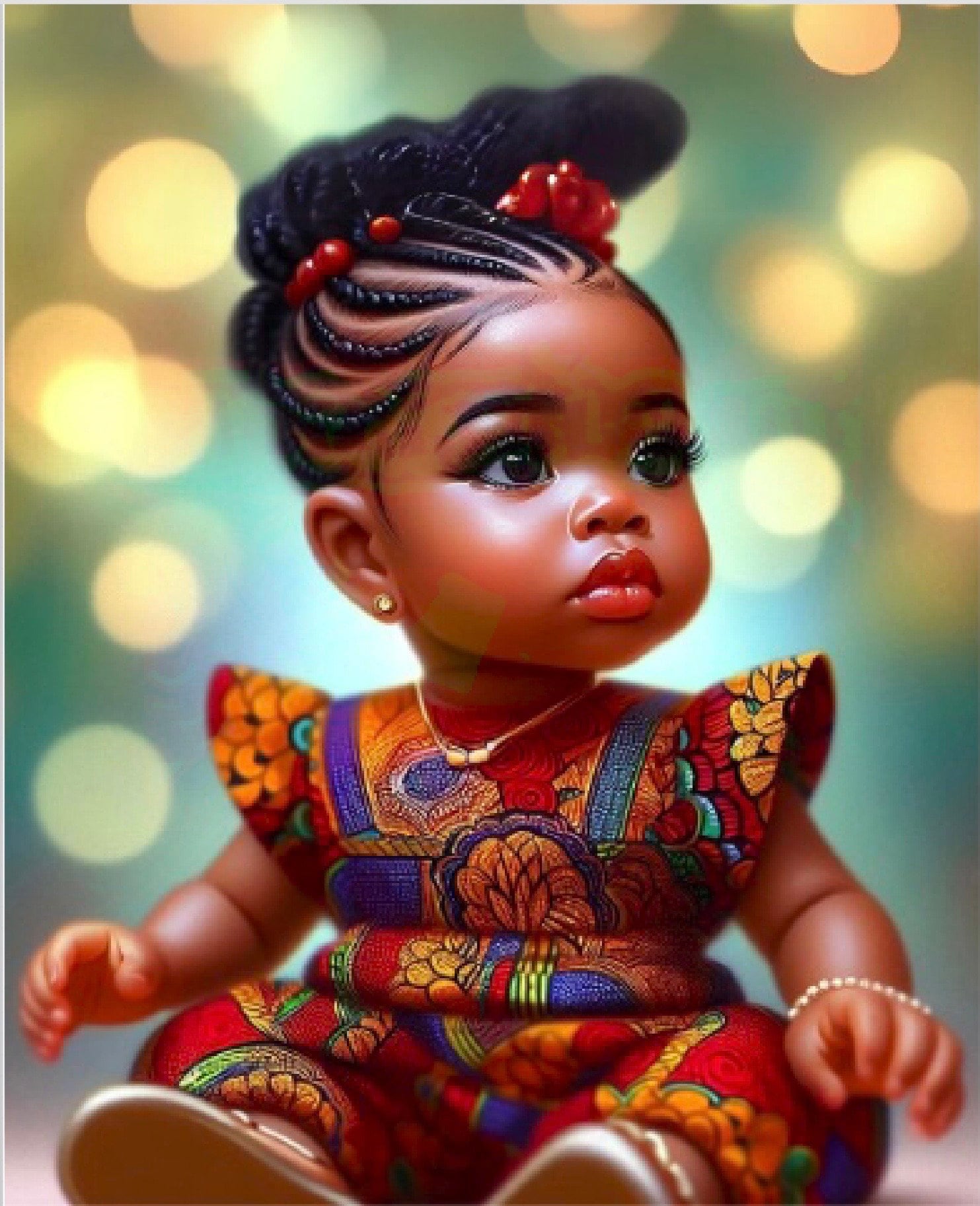 Juneteenth Black Baby Girl Design Png With Her Ankara Design Outfit for ...