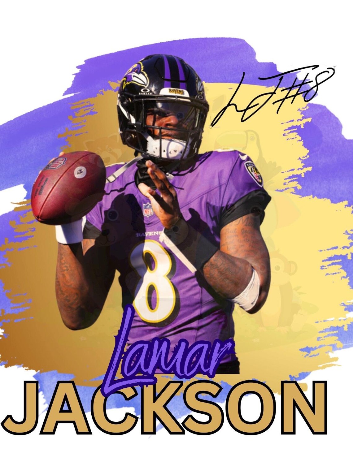 Lamar Jackson Design Png for Sublimation Dtf Transfer, Shirt Mug, Clip Art Football Fan, Ravens ...