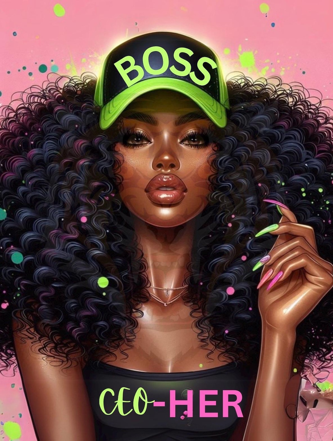 Black Boss Design, Black Girl Boss Chick, Melanin Girl Afro Girl, Black ...