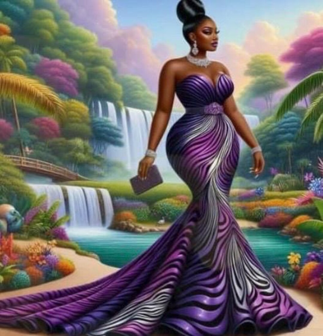 Black Girl Magic Queen Design Floor Length Gown With Animal Print ...