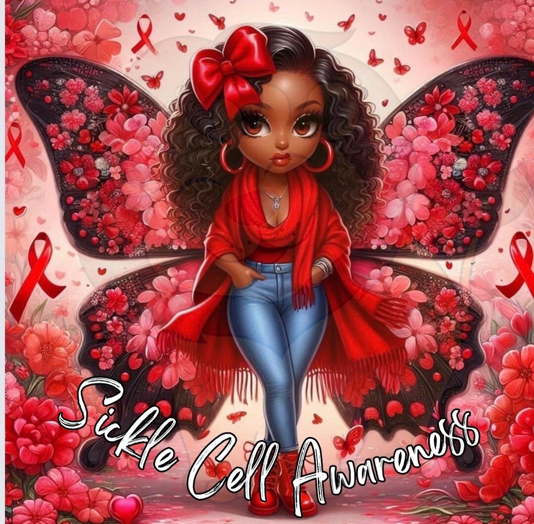 Sickle Cell Awareness Design , Melanin Girl , Afro Girl for Sublimation ...