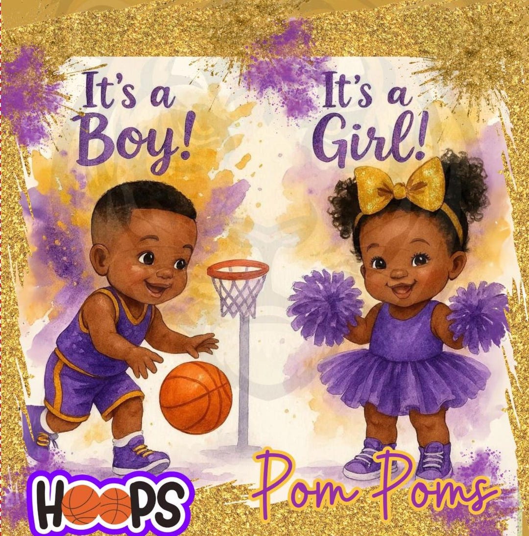Gender Reveal Design PNG: Basketball or Pom Poms (digital Download) - Etsy