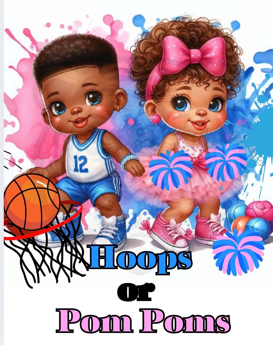 Gender Reveal PNG: Football or Pom Poms Design (digital Download) - Etsy