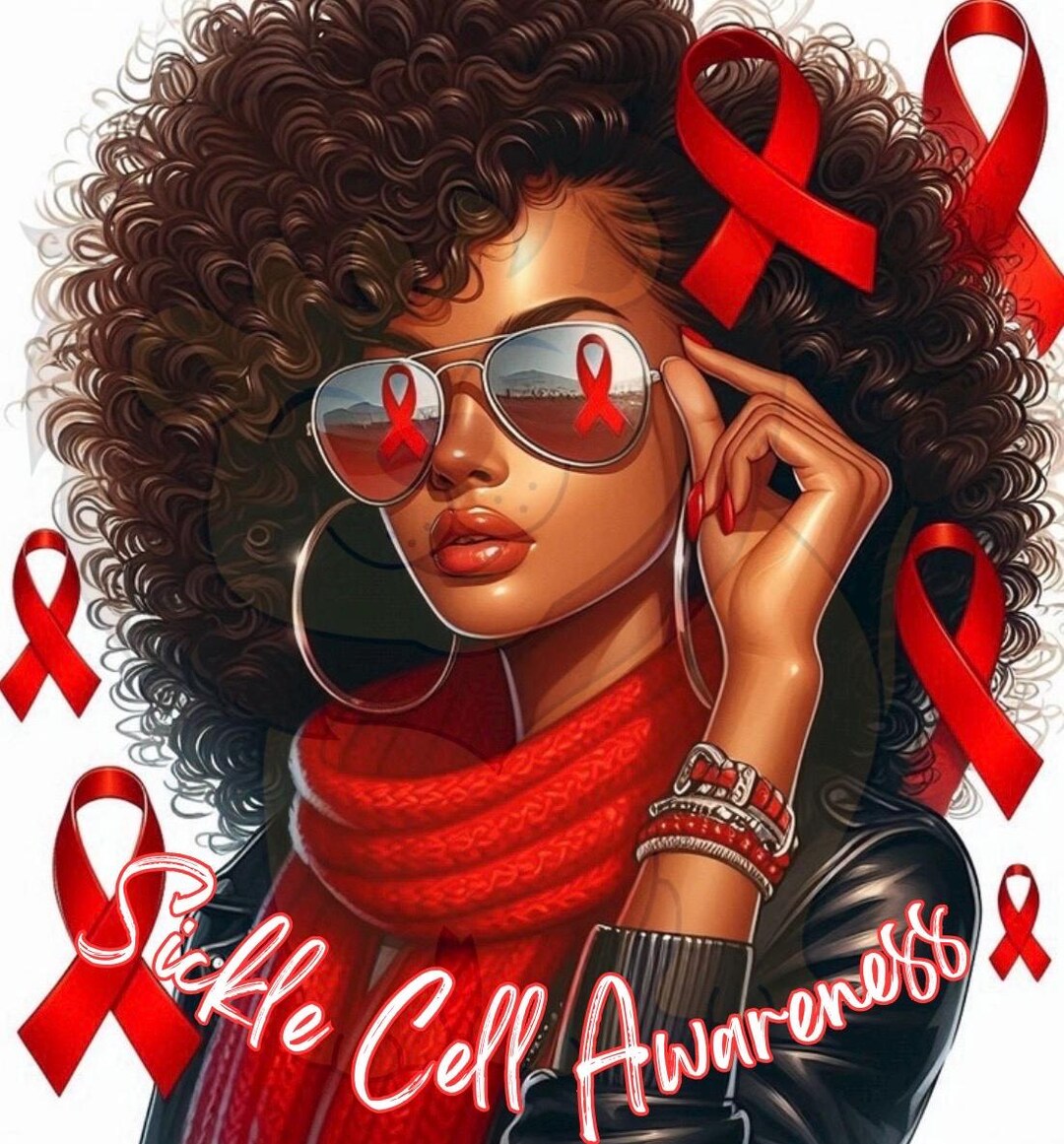 Sickle Cell Awareness Design , Melanin Girl , Afro Girl for Sublimation ...