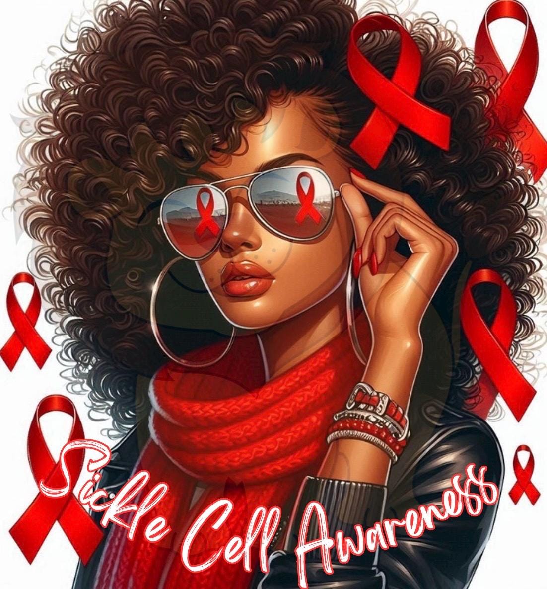 Sickle Cell Awareness Design , Melanin Girl , Afro Girl for Sublimation ...