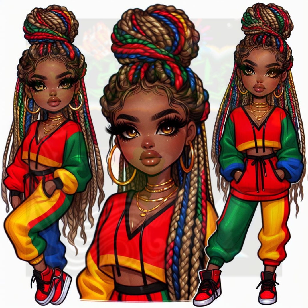 Beautiful Black History Chibi Girls Design Png - Etsy