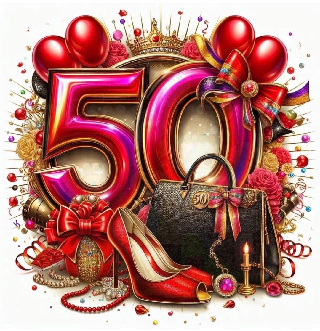 50th Birthday Design, Happy Birthday Design Png for Her Beautiful Black ...