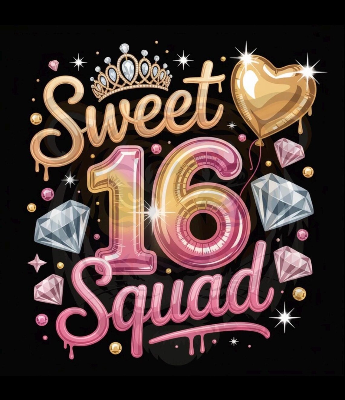 Sweet Sixteen 16 Design Happy Birthday Design Png for Her Beautiful ...