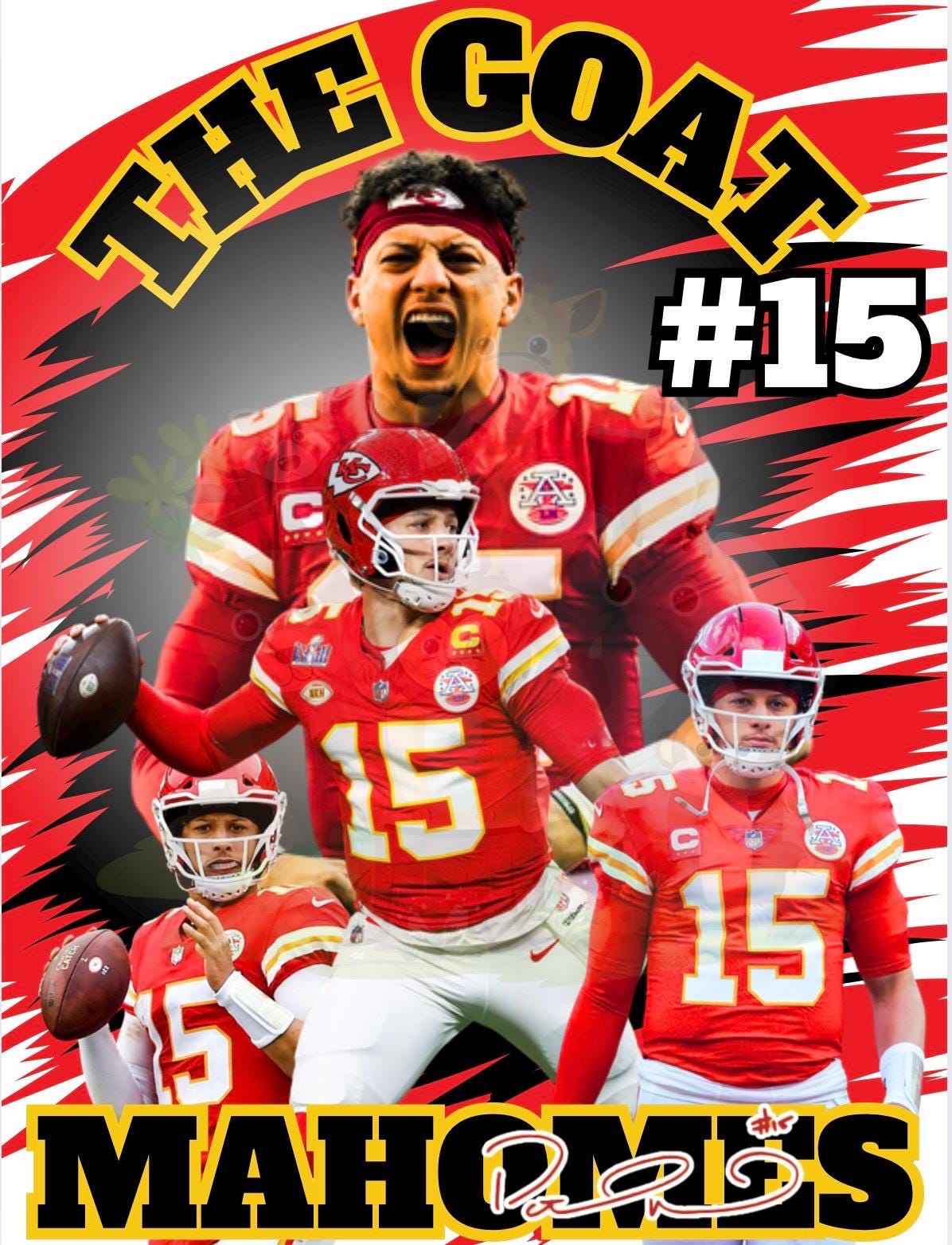 Patrick Mahomes the Goat Design Png for Sublimation Dtf Transfer, Shirt ...