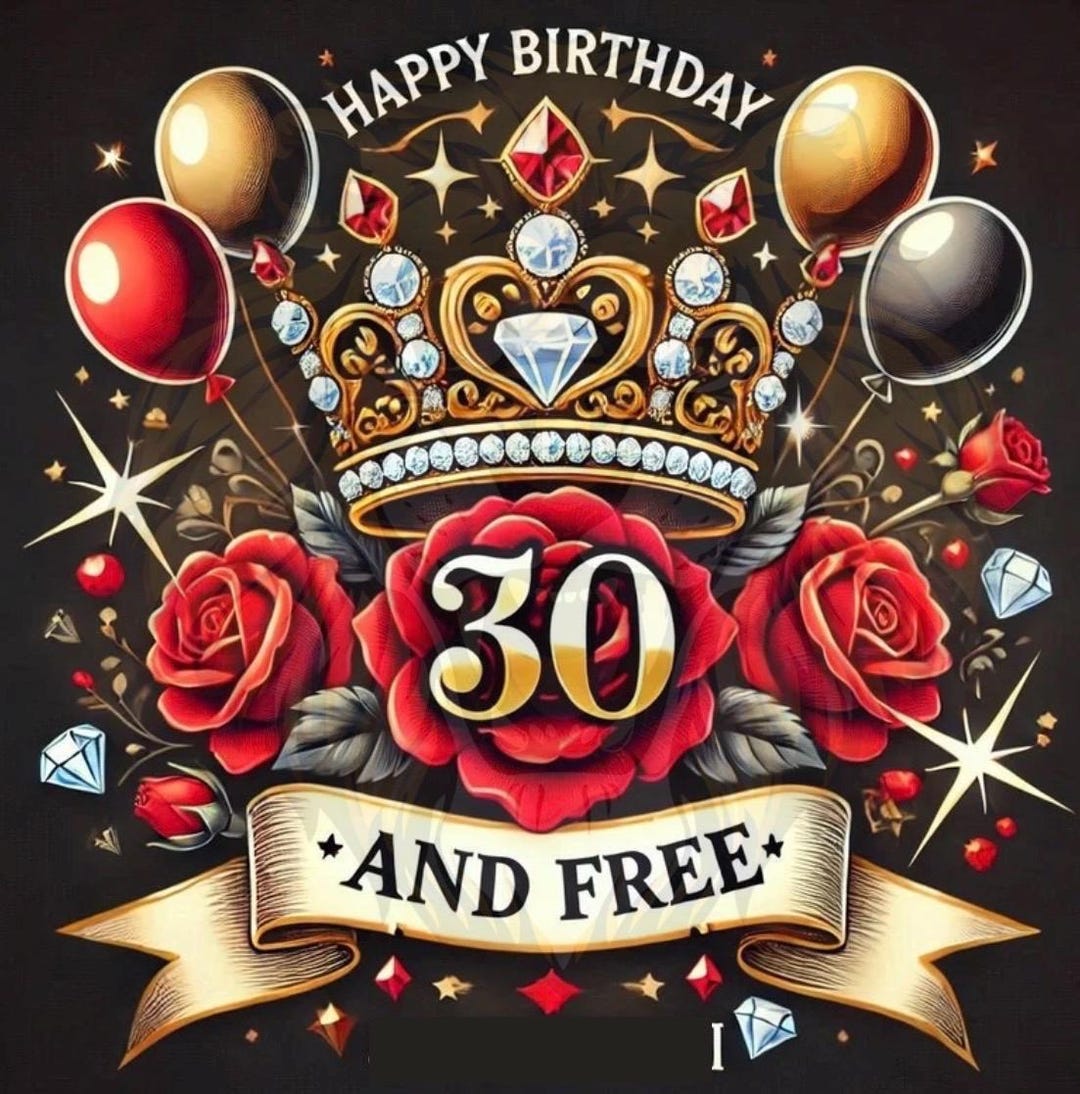 30th Flirty Design Happy Birthday Design Png for Her Beautiful Black ...