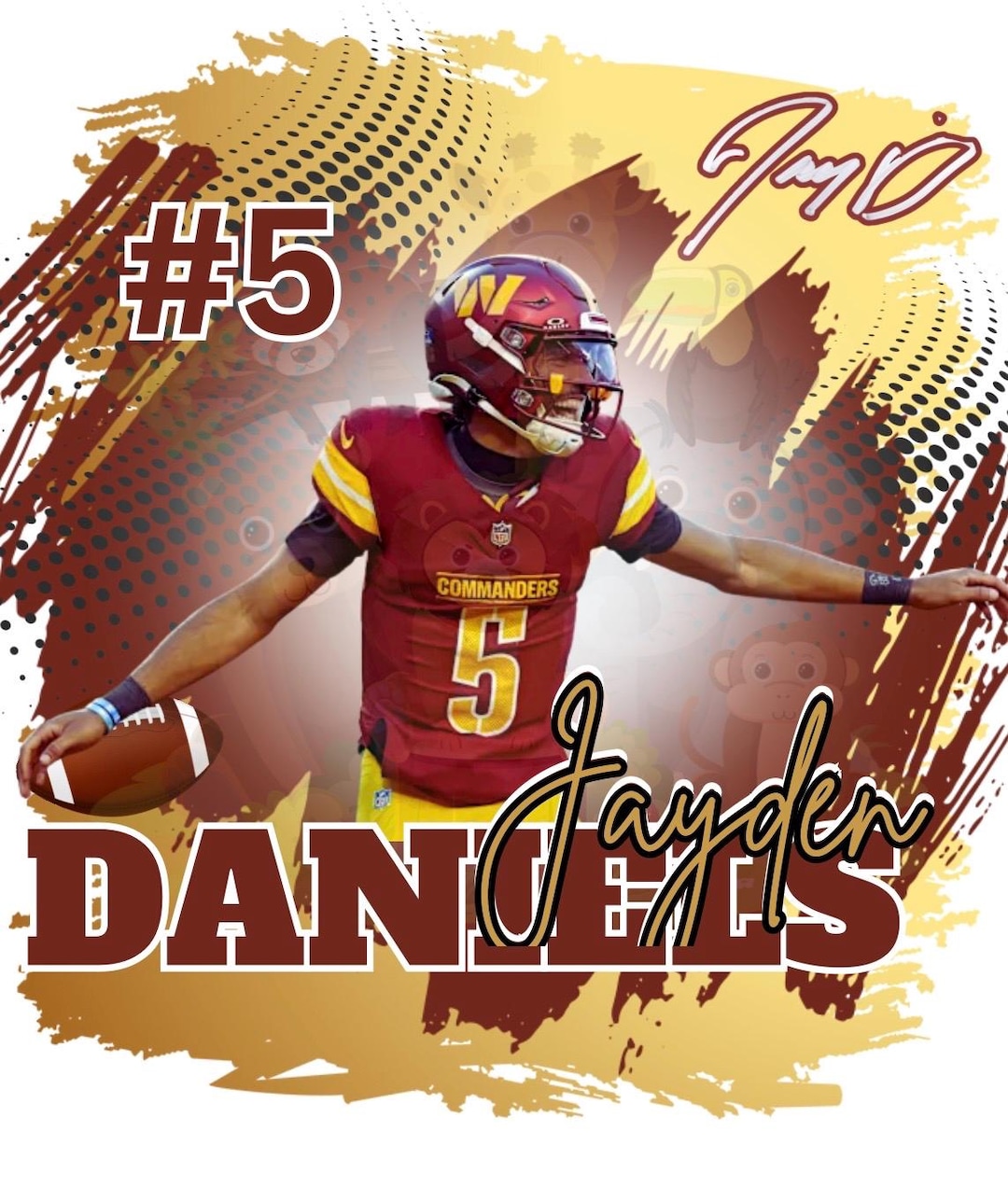 JD5 Jayden Daniels Design Png for Sublimation Dtf Transfer, Shirt Mug ...