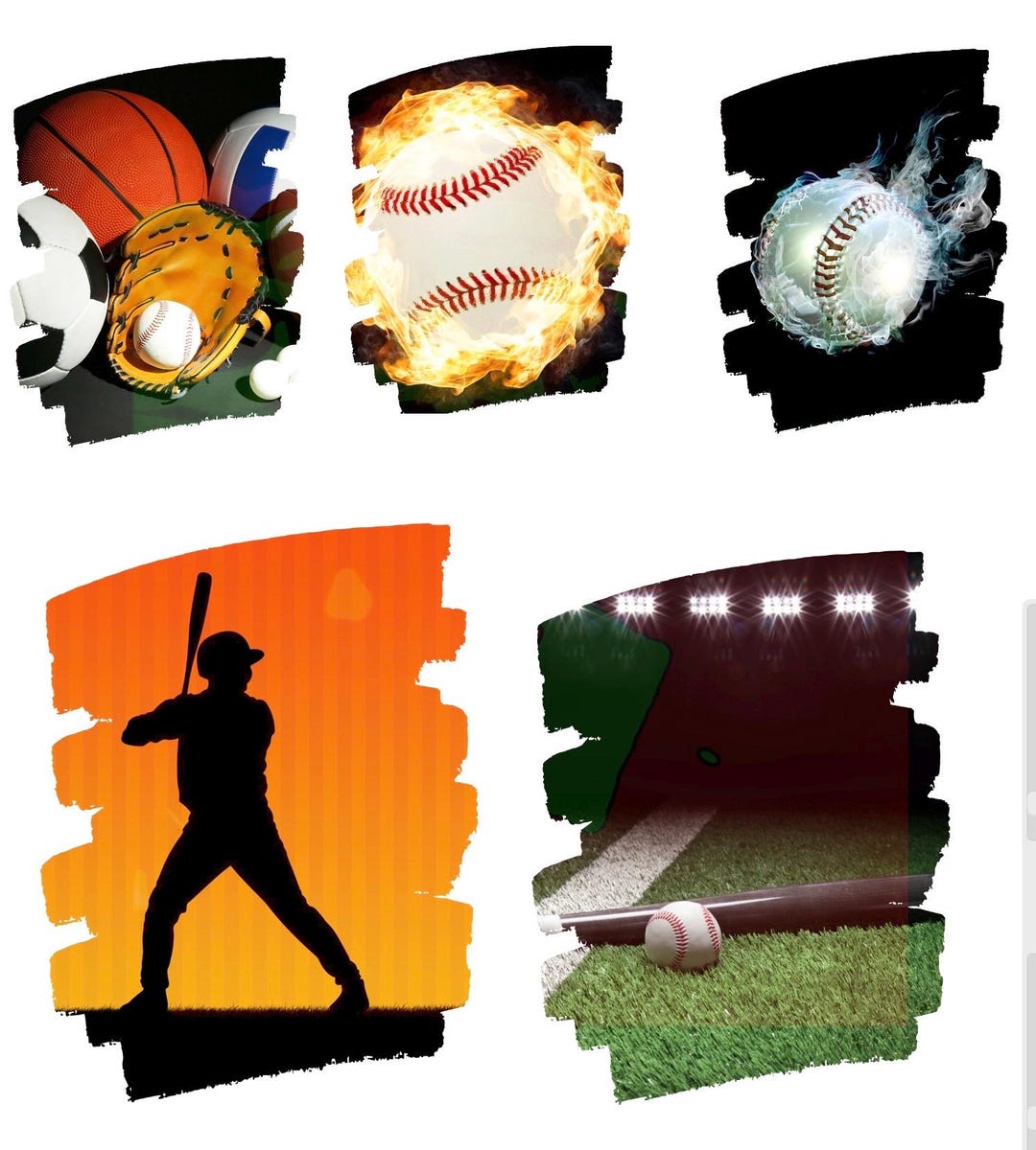 Baseball Themed Bundle (5) Grunge Backgrounds for Sublimation, Dtf ...