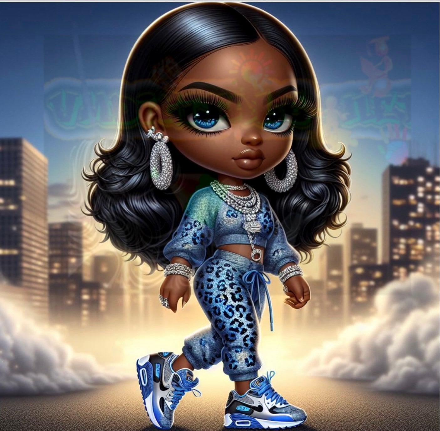 Urban Cartoon Girl Chibi Leopard Design Png - Etsy
