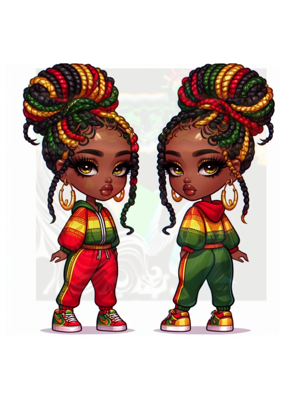 Beautiful Black History Design Chibi Twins Png - Etsy