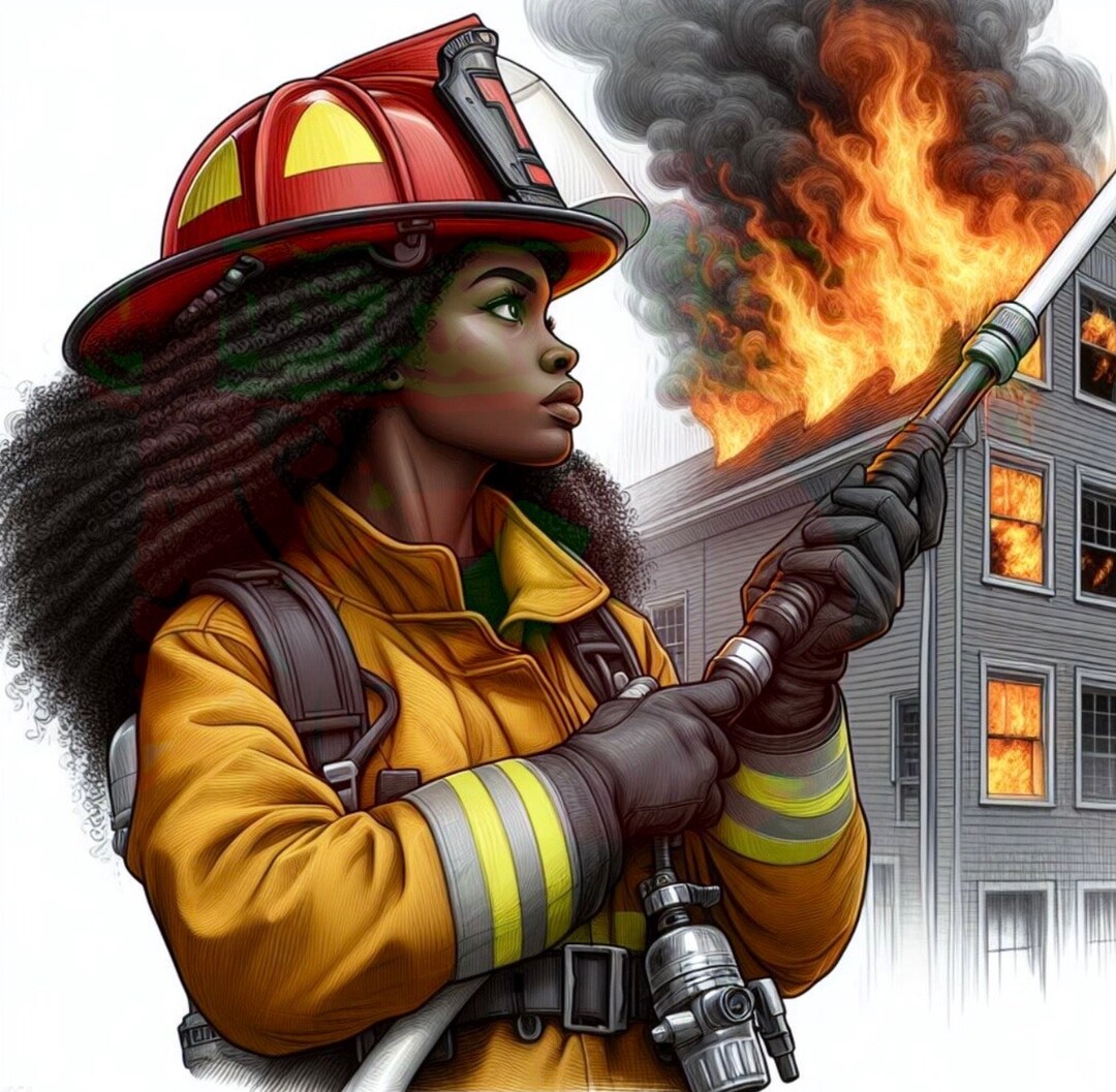 Firefighter Black Queen Design Png She Puts Out the Fire Png for ...